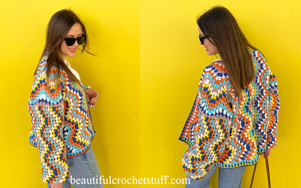 Crochet Colorful Striped Cardigan Pattern - Beautiful Crochet Stuff