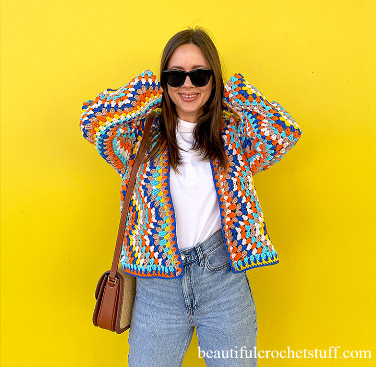 Crochet Colorful Striped Cardigan Pattern - Beautiful Crochet Stuff